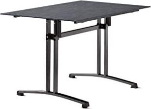 Sieger Gastro-Tisch mit S&auml;ulenklapp-Gestell und Polytec Platte, Gestell eisengrau, Platte Schiefer anthrazit