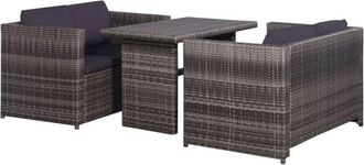 vidaXL Vidaxl - Ensemble de bistro 3 pcs avec coussins gris r&eacute;sine tress&eacute;e
