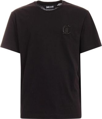 Just Cavalli Homme, Tops, Noir, Taille: 2XL Logo-Print T-Shirt