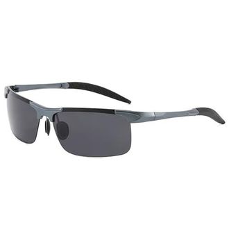 Generic Lunettes de soleil polaris&eacute;es pour homme - Monture en alliage semi-jante - Technologie photochromique - Design l&eacute;ger - Protection UV, Cadre bleu Film 