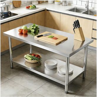 Generic Edelstahl-Arbeitstisch, Vorbereitungstisch, K&uuml;cheninsel, Sideboard, robust for den Au&szlig;enbereich, Restaurants, Hotels, Werkst&auml;tten, K&uuml;chen, G&auml;rten und 