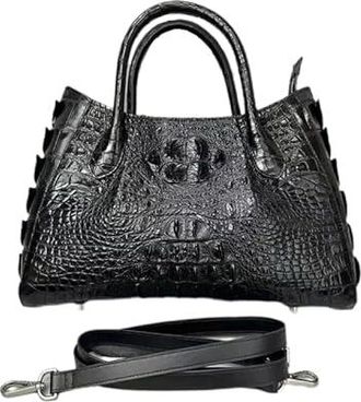 Generic Exotique V&eacute;ritable Peau dAlligator Femmes Classique Noir Sac &agrave; Main Femme Grand Sac &agrave; Bandouli&egrave;re Authentique V&eacute;ritable Cuir de Crocodile Lady Sac &agrave; M