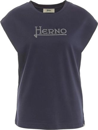 Herno Femme, Tops, Bleu, Taille: 42 FR T-shirt avec strass