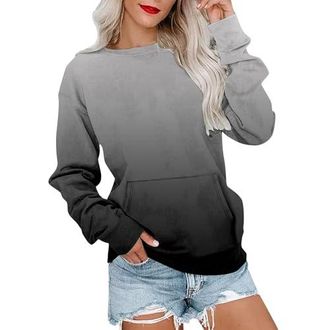 Generic Sweatshirts pour femmes, hauts dhiver pour femmes, couleur unie, haut surdimensionn&eacute;, col rond, manches longues, automne hiver, d&eacute;contract&eacute;, confortab