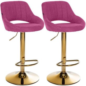 Clp Lot de 2 tabourets de bar Milet en tissu Violet m&eacute;tal or