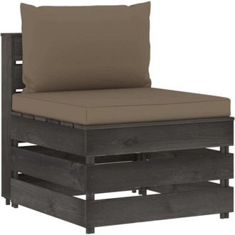 vidaXL Modulares Mittelsofa mit Kissen Grau Impr&auml;gniertes Holz vidaXL