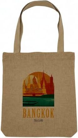 Fabulous Sac Shopping Tote Bag Aspect Lin - Bangkok Thailande Illustration Temple Voyage Vacances - Sac de Courses Toile Epaisse 360g Beige Naturel Cabas Port&eacute;