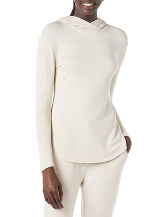 Amazon Essentials Damen Langärmeliger Kapuzenpullover aus Superweichem Terry-Frottee, Reguläre Passform (Früher Daily Ritual), Sand, XS