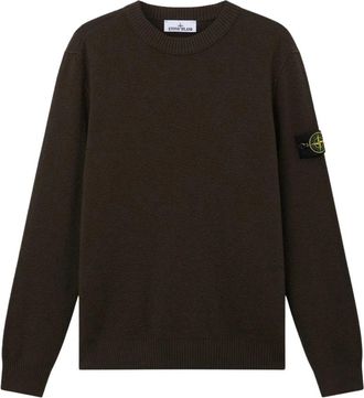 Stone Island Pullover aus reiner RWS-Wolle mit Rundhalsausschnitt - - Knitwear - Herren - Braun - XL