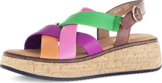 Gabor Damen Keilsandalen, Frauen Sandalen,Leichte Mehrweite (G),Strandschuhe,Keilsandaletten,Keilabsatz,flach,carot/pink/gre/cam,43 EU / 9 UK