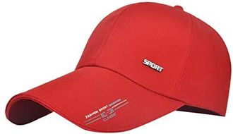 Generic Parapluies pour la pluie Compact Mans Qualité Baseball Unisexe Coton Brodé Femmes Casquettes de baseball Casquette avec oreille et visière, Rouge, Tai