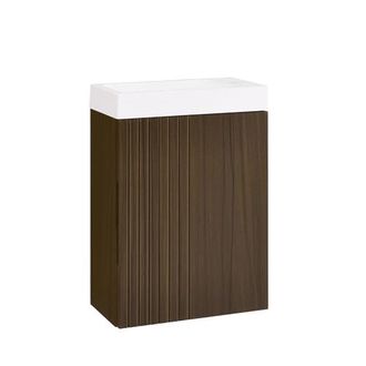 SoBuy Meuble Suspendu avec Lavabo et Lave-Mains, Marron, 40x22x56 cm, BZR196-BR