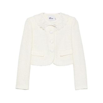 Self Portrait Boucl&eacute;-Jacke mit Spitzenkragen - - Jackets - Damen - Wei&szlig; - XS