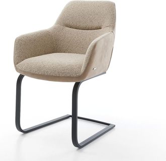 DELIFE Freischwinger Pejo-Flex Materialmix Schlamm Freischwinger flach Schwarz Taschenfederkern, Esszimmerst&uuml;hle