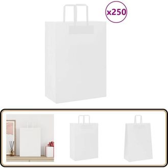 vidaXL Vidaxl - Papiertragetaschen 250 Stk. mit Henkeln Wei&szlig; 32x17x44 cm