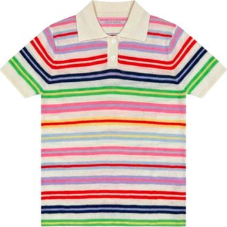 Majestic Filatures Femme, Tops, Multicolore, Taille: 38 FR Polo Ray&eacute; en Cachemire