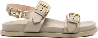 AGL Agl, Femme, Chaussures, Beige, Taille: 40 EU Cristina Double-Buckle Sandal