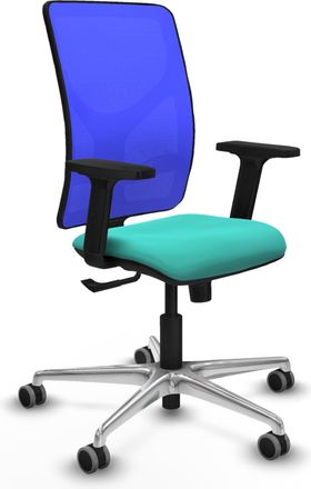 Piqueras y Crespo B&uuml;rostuhl mit 2D-Armlehnen, h&ouml;henverstellbare Lendenwirbelst&uuml;tze, ausgestattet mit 3 Positionen und Schneideschaum, Blau/T&uuml;rkis