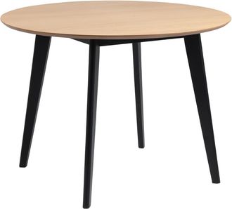 AC Design Furniture Roxanne Runder Esstisch für 4 Personen in Eichenoptik/Schwarz, Ø:105xH:76cm, Küchentisch mit Eichenfurnier und Beinen in Eichenoptik Gebeizt,Moderner 