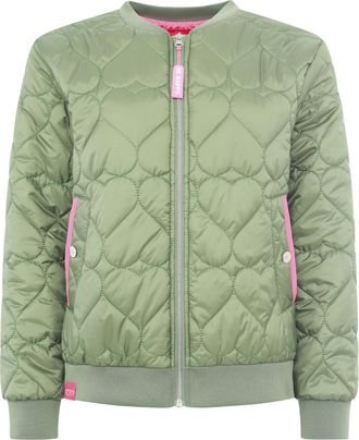 Zwillingsherz Damen Steppjacke mit Herzmuster - Leichte Bomberjacke - Kurze &Uuml;bergangsjacke f&uuml;r Fr&uuml;hling & Herbst - Komfortable Outdoorjacke mit Rei&szlig;verschluss - Sty