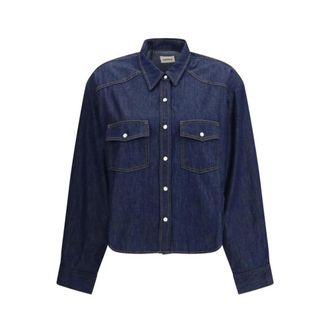 Khaite Femme, Blouses et Chemises, Bleu, Taille: 40 FR Haut D&eacute;contract&eacute; en Coton