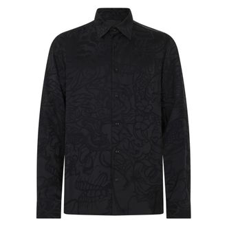 Philipp Plein Homme, Chemises, Noir, Taille: 2XL Chemise en soie imprim&eacute;e All Over Skull