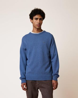 Faguo Pull col rond en laine marine clair