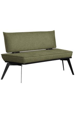 CARRYHOME Sitzbank, Schwarz, Olivgrün, Holz, Metall, Textil, Buche, massiv, 2-Sitzer, 153x90x65 cm, Stoffauswahl, erweiterbar, Typenauswahl