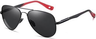 Generic Lunettes De Soleil Polaris&eacute;es For Hommes, Monture M&eacute;tallique, &Agrave; La, For La Conduite Et Les D&eacute;placements(Black)