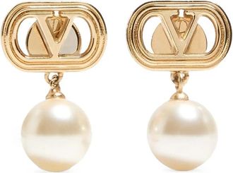 Valentino Garavani Ovalette Metal Earrings With Swarovski Pearls