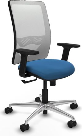 Piqueras y Crespo Stuhl mit Lendenwirbelst&uuml;tze Zulema mit 2D-Armlehnen, ausgestattet mit 3 Positionen und Schneideschaum, mit Rollen 65 mm, Nylon, Wei&szlig;/Hellblau