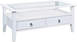 Altobuy Altobuy - natur - Table Basse Rectangulaire Bois Massif Vernis Blanc