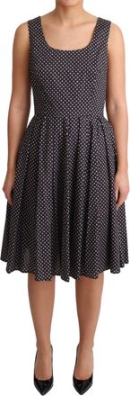 Dolce & Gabbana Blumenprint Baumwollpopeline Kleid A-Linie Midi Kleid