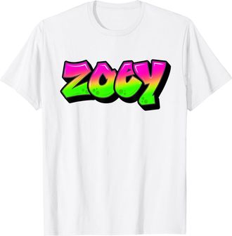 BDAZ Zoey Graffiti Personalisierter Name Gr&uuml;n Rosa Frauen M&auml;dchen T-Shirt