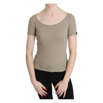 Gianfranco Ferre Femme, Tops, Vert, Taille: 38 FR T-Shirt Coupe Slim Col Scoop
