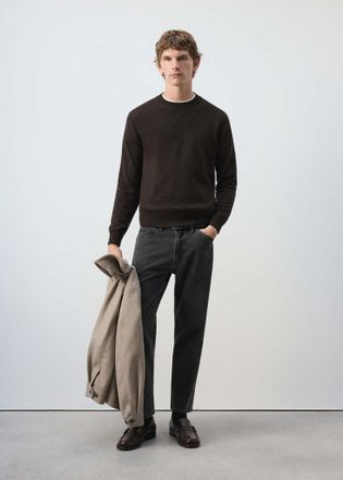 Mango Pull 100 % laine maille fine chocolat - Homme - XXL - MANGO MAN
