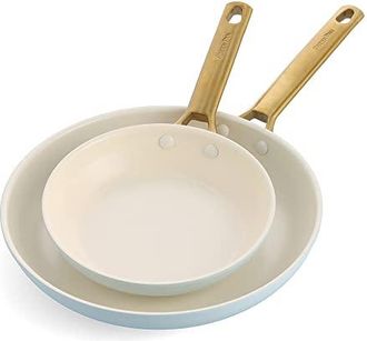 GreenPan Reserve Hartanodisierte gesunde keramische Antihaft-Bratpfannen-Set mit 20 und 26 cm Durchmesser, Goldgriff, PFAS-frei, induktionsgeeignet, backofenfe