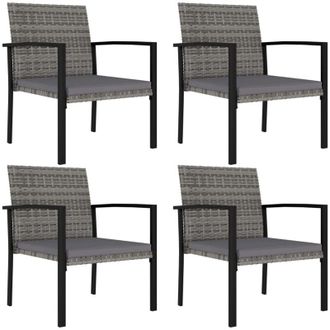 vidaXL Garten-Essst&uuml;hle 4 Stk. Poly Rattan Grau - Vidaxl