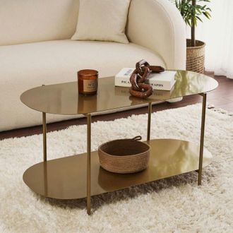 Pier Import Pier Import - Table basse double plateau dorée - forme ovale sfax
