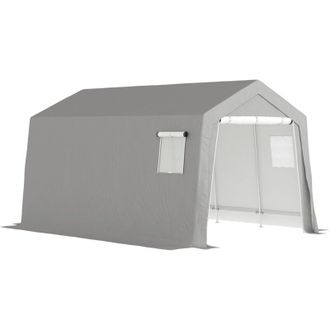 OUTSUNNY Tente de stockage - abri de jardin - tente de rangement dim. 3 x 4,5 x 2,5 m - m&eacute;tal galvanis&eacute; pe gris