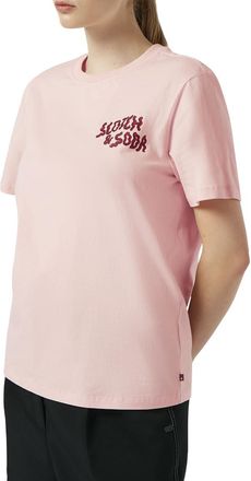 Scotch & Soda Damen T-Shirt Front Back Artwork Regular T-Shirt, Shirting Pink,XL
