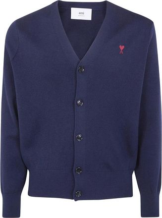 Ami Homme, Pulls, Bleu, Taille: S Cardigan Avec Ami de Coeur Contrast&eacute;