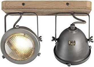 QAZQA emado - Spot plafond, plafonnier - 2 lumière - L 270 mm - Gris - Rustique - éclairage intérieur - Salon I Chambre I Cuisine I Salle à manger