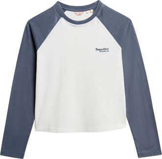 Superdry Damen Essential Baseballoberteil mit Langen Ärmeln und Logo Mariner Marineblau/Weiß 42