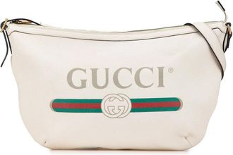 Gucci Hobo Bags - Leather Logo Half Moon Crossbody - Gr. unisize - in Weiß - für Damen