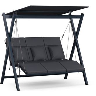 Blumfeldt Blumfeldt salon de jardin exterieur - balancelle confortable ajustable, toit parasol de jardin pour ombre optimale, assise trois personnes, robuste