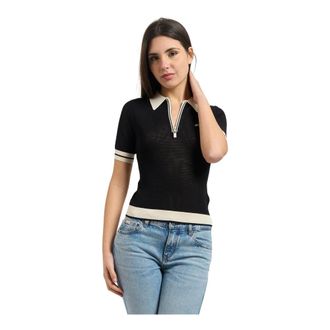 Guess Femme, Tops, Noir, Taille: 38 FR Gabry Short Sleeve Crop Polo