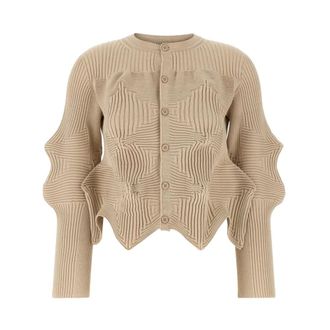 Issey Miyake Damen, Strickwaren, Beige, MGr&ouml;&szlig;e