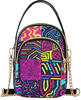 Mnsruu Sac à bandoulière pour femme - Motif ligne colorée - Sac à dos à bandoulière avec sangle réglable