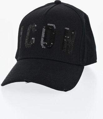 Dsquared2 ICON Solid Color Cap with Sequined Detail size Unica